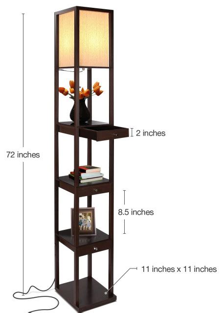 Brightech Maxwell Drawer Edition Shelf And Led Floor Lamp Combination