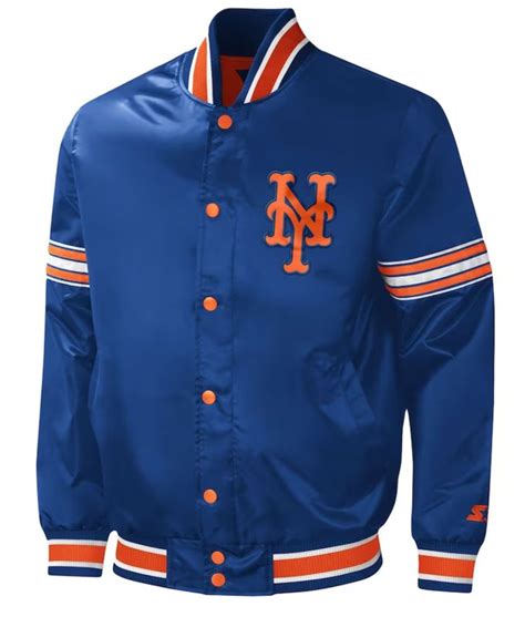 Starter Full Snap Satin Midfield New York Mets Jacket Jackets Expert