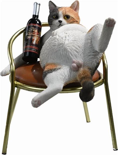 Jxk Cat Statue Drunking Cat Figurine For Desktop Decor Durable