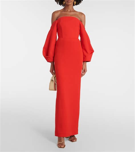 Lotta Off Shoulder Crêpe Gown In Red Solace London Mytheresa