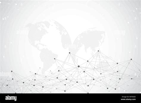 Big Data Visualization With A World Globe Abstract Vector Background With Dynamic Waves Global