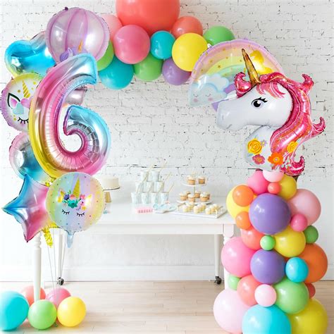 Toniful 16 Globos De Unicornio Para Fiesta De 6 Cumpleaños Globos