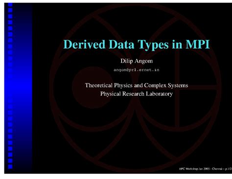 Lecture Mmmm Derived Data Types In Mpi Dilip Angom Angom