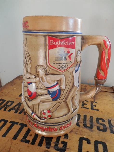 Vintage Budweiser Beer Mug Stein 1984 Los Angeles Olympics Etsy