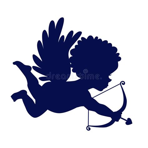 Silueta Del Cupido Flecha De La Tenencia Del Cupido Aislado En Blanco