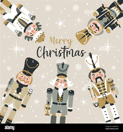 Christmas Nutcrackers Vector Illustration On Light Background Postcard