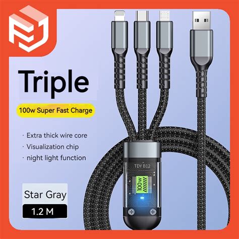 Fast Charging Cable 100w Nylon Data Cable For Iphone Typec Microusb