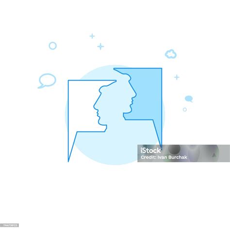 대화 인간의 얼굴 평면 벡터 일러스트 레이 션 아이콘입니다 밝은 파란색 단색 디자인입니다 편집 가능한 스트로크 개성 개념에 대한