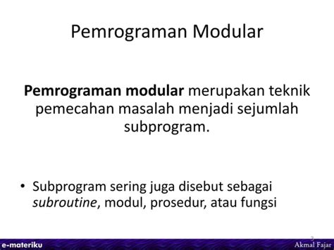 Pengantar Pemrograman Modular Ppt