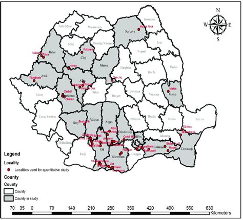 Map Of The Distribution Of The Localities Selected For The Quantitative