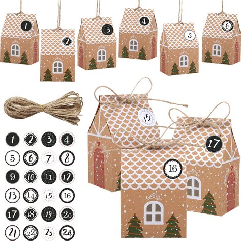 LIHAO 24 PCS Christmas Advent Calendar Box Advent Gift Boxes Countdown