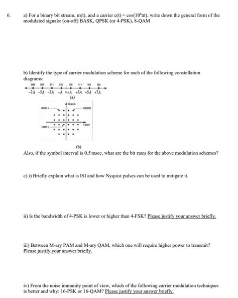 solved a a for a binary bit stream m t and a carrier