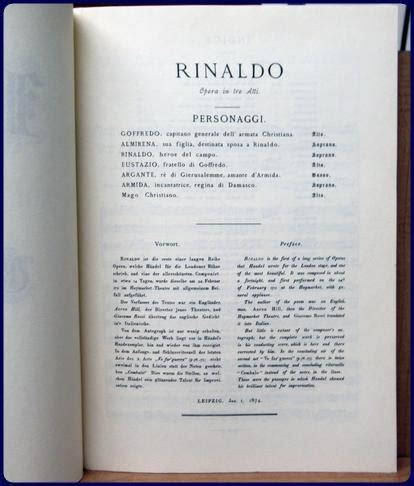 Rinaldo Opera By Handel George Frederic Very Good Soft Cover 1965