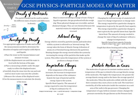 Gcse Physics Aqa Revision Notes Particle Model Of Matter Grade 8 9