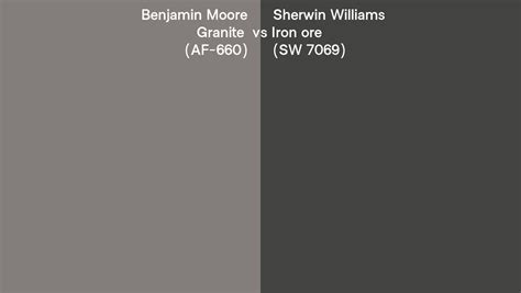 Benjamin Moore Granite Af 660 Vs Sherwin Williams Iron Ore Sw 7069