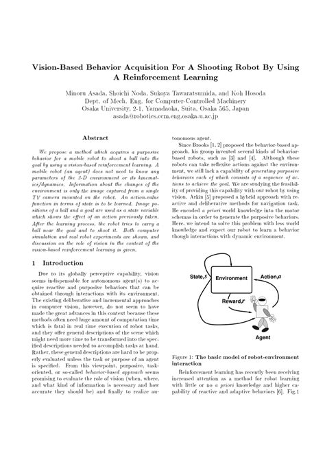 pdf vision based behavior acquisition for a shooting robot by using a
