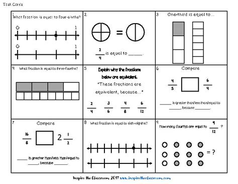 Fraction Comparisons Task Cards Classful