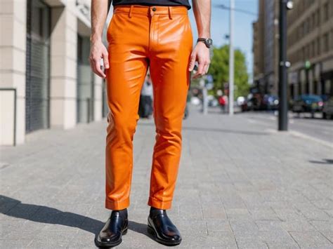 Orange Leather Pants By Delaney Velasquez Medium