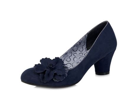 Ruby Shoo Samira Blue Navy Low Heel Flower Court Shoes Cute Shoes