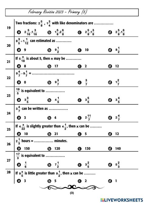 Math Primary 5 February Test Revision Worksheet Live Worksheets