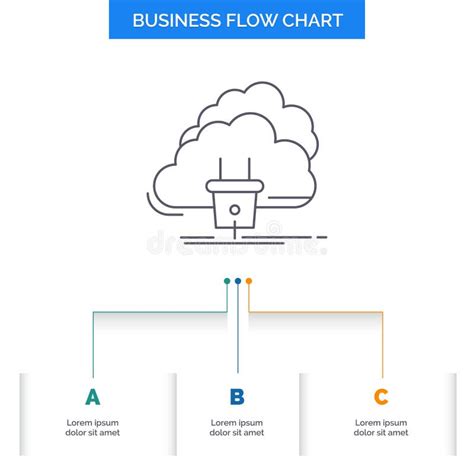 Cloud Connection Energy Network Power Business Flow Chart Design With 3 Steps Line Icon For