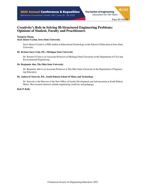 pdf creativity s role in solving ill structured engineering problems