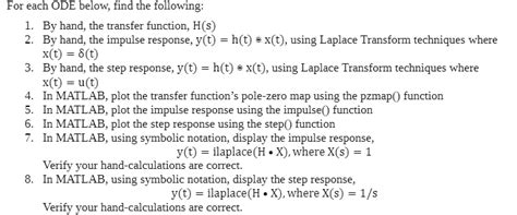 Solved For Each ODE Below Find The Following By Hand Chegg