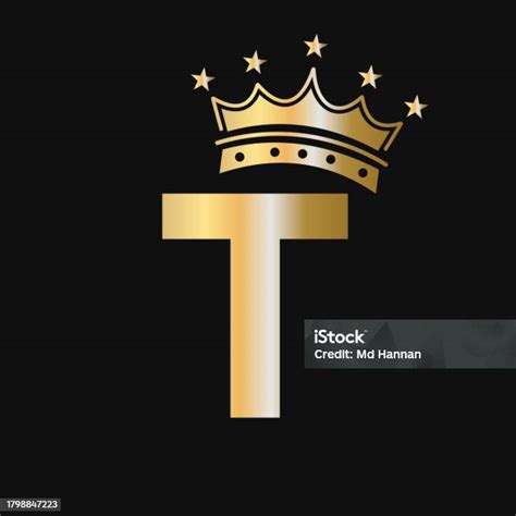 Logo De La Couronne Sur La Lettre T Avec Licône De Létoile Modèle