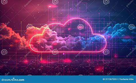Digital Cloudscape Cyber Cloud Technology Concept Generative Ai Stock Illustration
