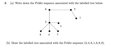 Solved 3 A Write Down The Prüfer Sequence Associated With