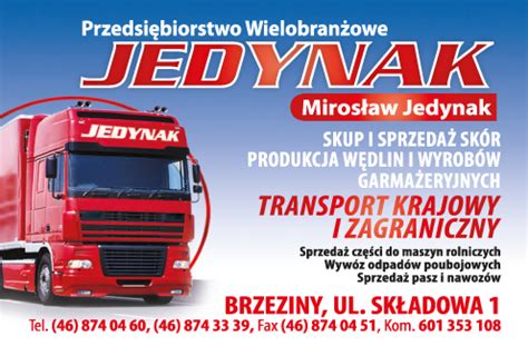 P W JEDYNAK Mirosław Jedynak Brzeziny Skup i Sprzedaż Skór Transport