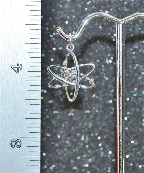 Cast Dimensional Atom Pendant Sterling Silver Stylized Subatomic