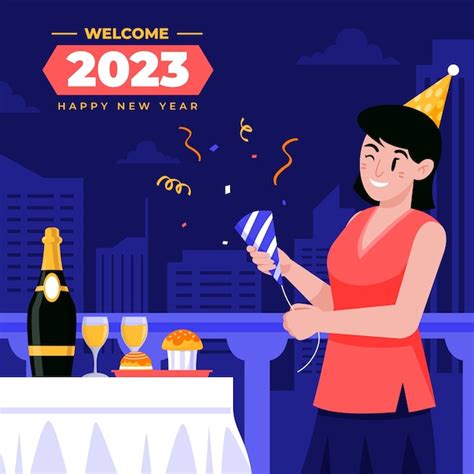 Ilustración plana de nochevieja Vector Gratis