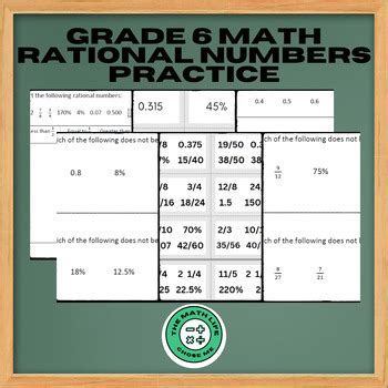 Grade 6 Math Rational Numbers Practice Sort And Choose Which Does NOT