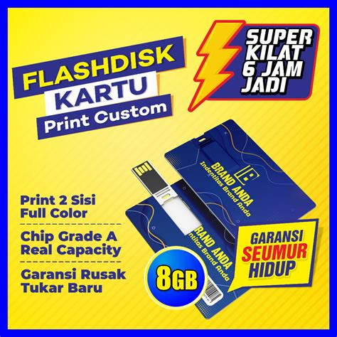 Jual Flashdisk Kartu Custom Satuan Gb Garansi Tukar Baru Flash Disk Usb Card Gb Cetak Print