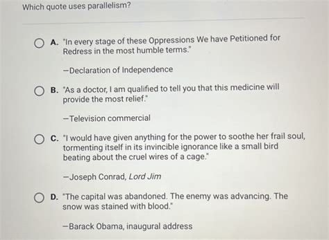 Which Quote Uses Parallelism A In Every Stage StudyX
