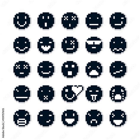 Vector Pixel Icons Isolated Collection Of Bit Graphic Elements Stock Vector Adobe Stock