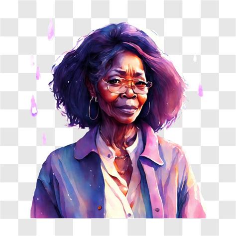 Download Woman With Glasses And Purple Hair In Front Of Raindrops Png