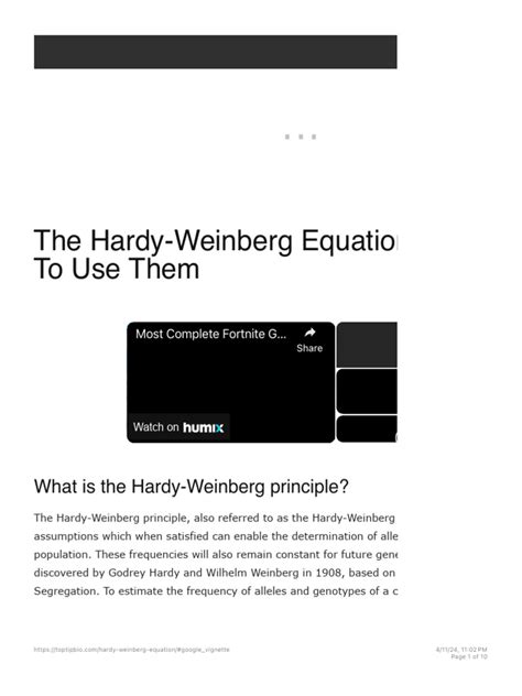 The Hardy Weinberg Equations And How To Use Them Pdf