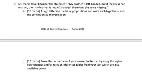 Solved 5 20 Marks Total Consider The Statement My Chegg Com
