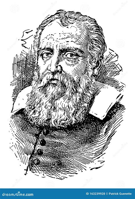 Galileo Galilei Portrait In Line Art Illustration Vector