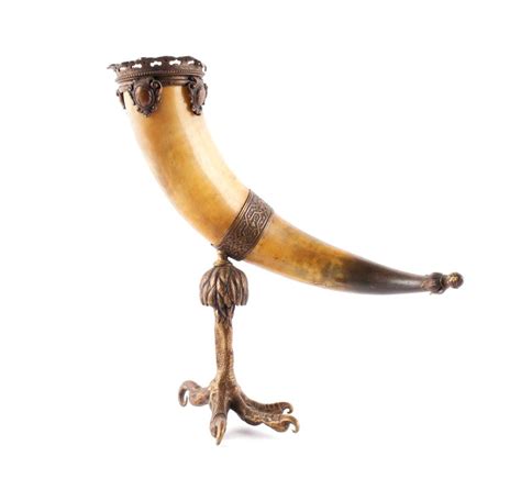 Lot Brass Mounted Horn Cornucopia