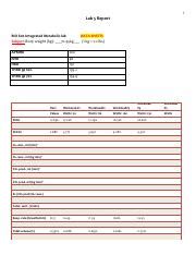 Lab 5 Sample Data 2020 Pdf 1 Lab 5 Report BIO 800 Integrated Metabolic Lab DATA SHEETS Subject