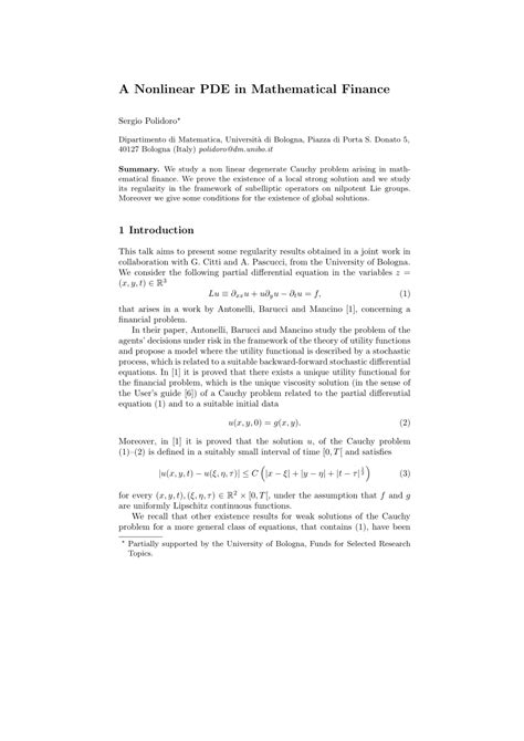 Pdf A Nonlinear Pde In Mathematical Finance