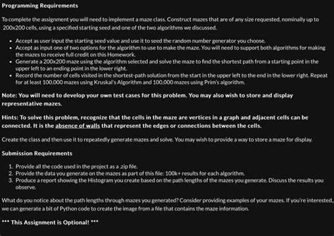 Solved Mazes And Maze Generation From Our Discussions We Chegg