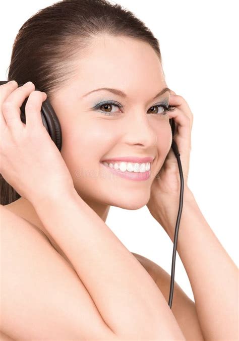 Happy Woman In Headphones Stock Image Image Of Joyful 13435587