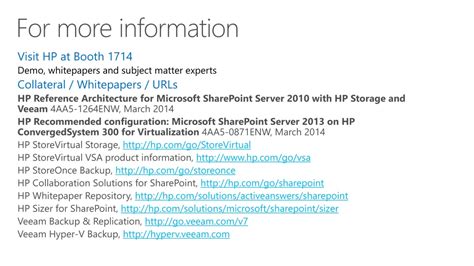 Ppt Hp Reference Architecture For Microsoft Sharepoint 2010 With Hp Storage And Veeam