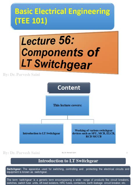 Lecture 56 Components Of Lt Switchgear Pdf Fuse Electrical Physical Quantities