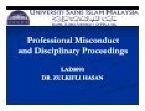 Professional Misconduct And Disciplinary Proceedings