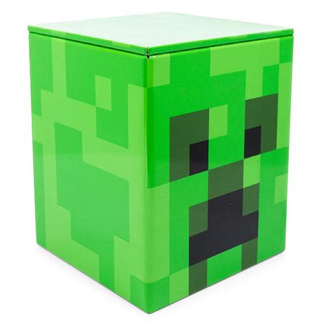 Minecraft Creeper Tin Storage Box Cube Organizer With Lid 4 Inches